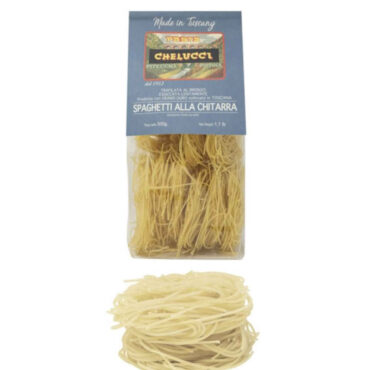 Chitarra spaghetti of tuscan durum wheat . Italian Tuscany Pasta