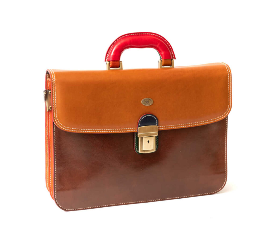 Briefcase two sections in genuine leather vero made in Italy