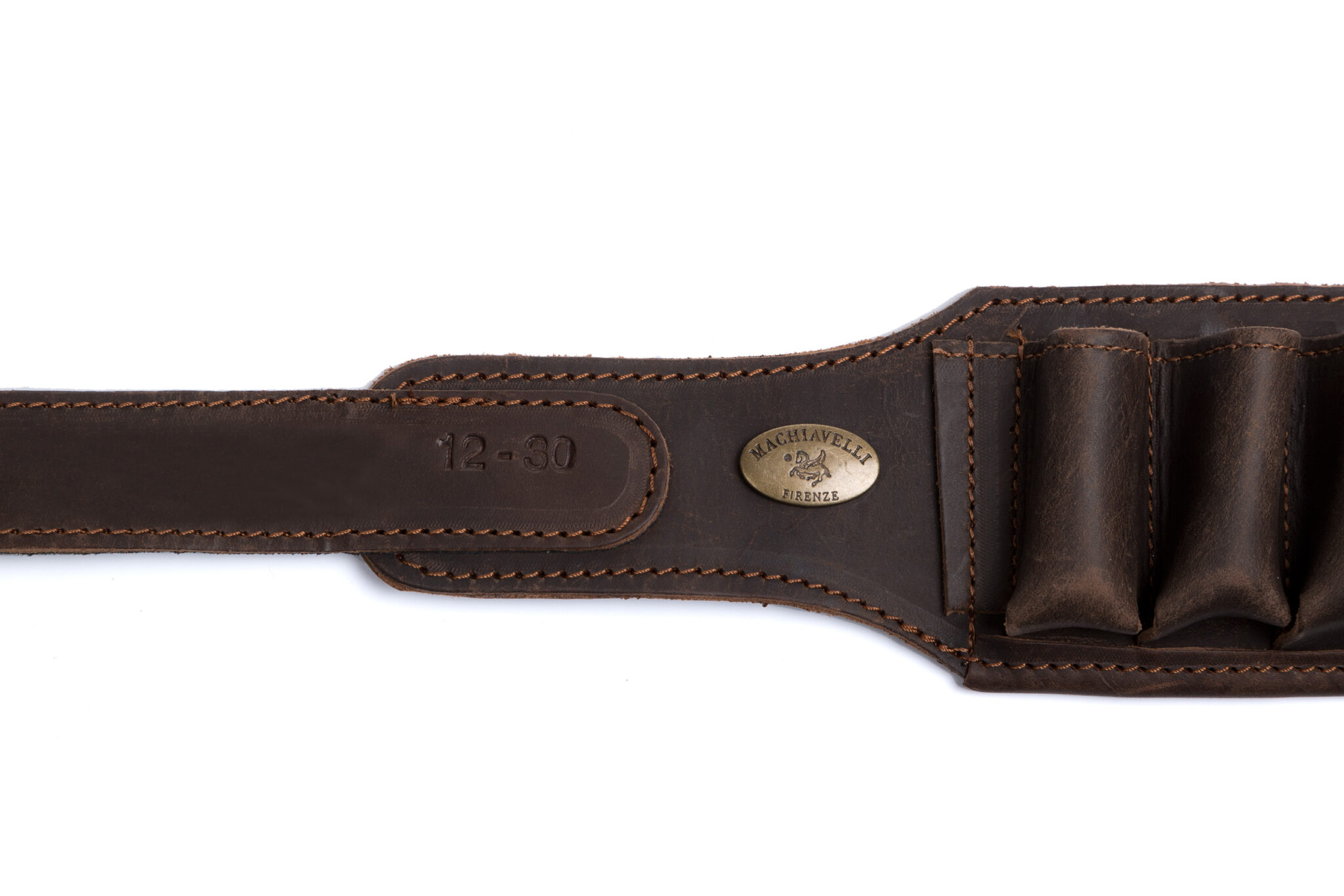 Leather Cartridge belt 30 bullets Crazy Horse made in Tuscany